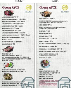 Menu - Goong Korean BBQ